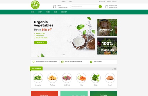 Greenfarm - Organic Food eCommerce Bootstrap 4 Template